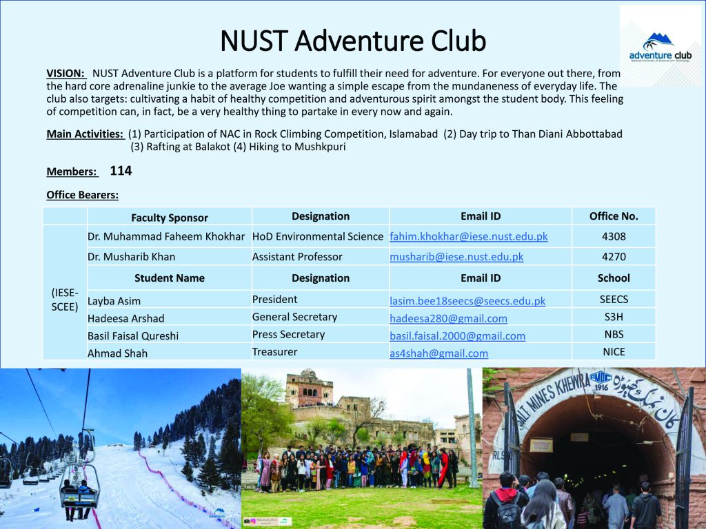 Clubs & Societies Information – National University of Sciences and ...