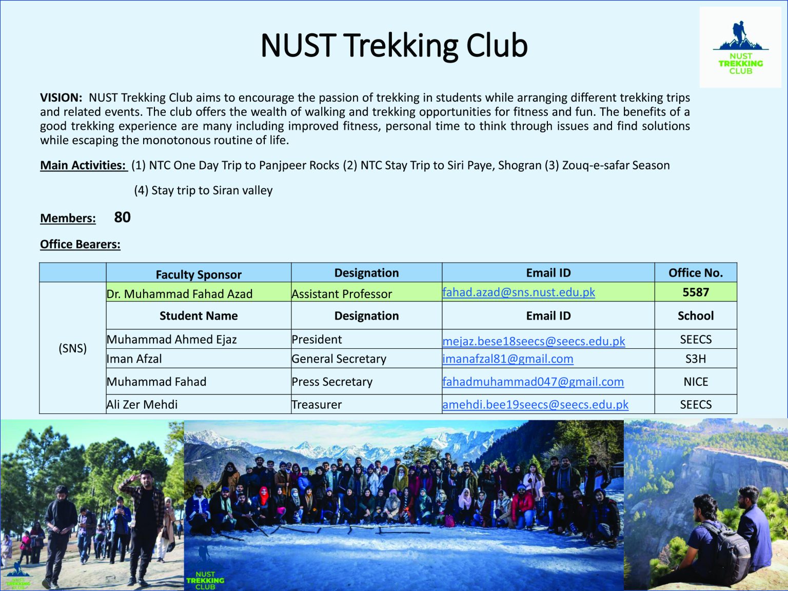 Clubs & Societies Information - National University of Sciences and ...