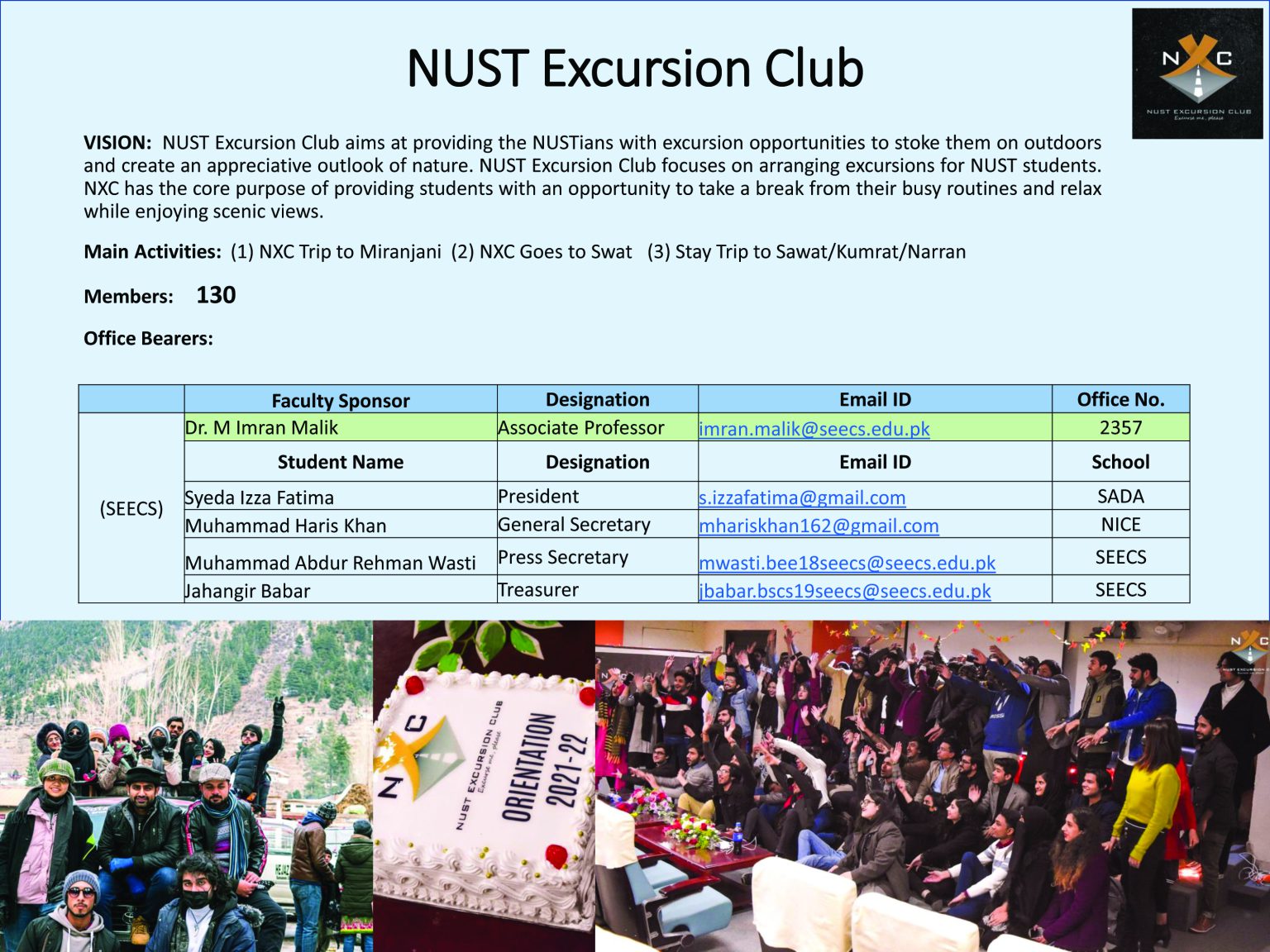 Clubs & Societies Information - National University of Sciences and ...