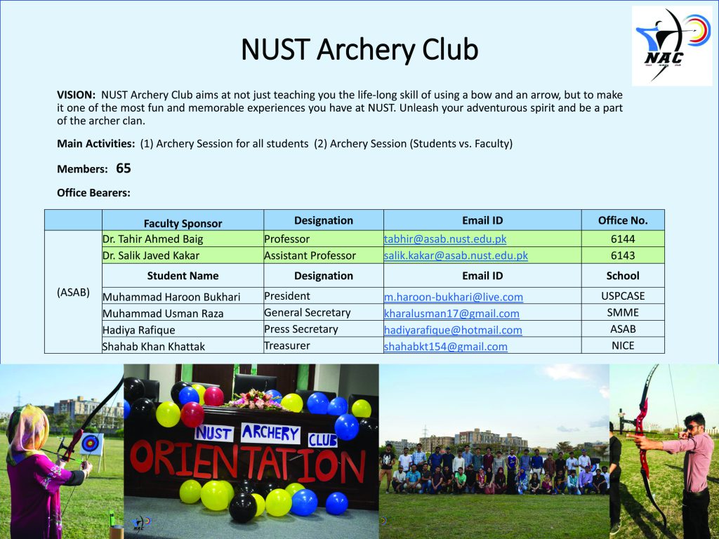 Clubs & Societies Information - National University of Sciences and ...