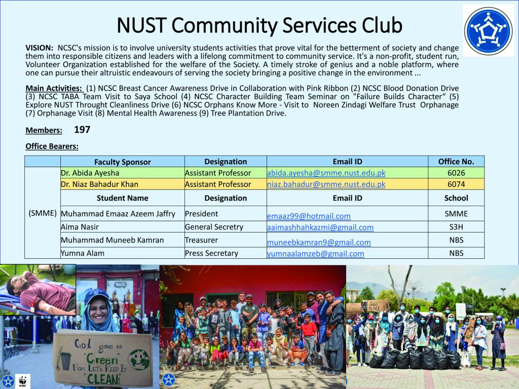 Clubs & Societies Information - National University of Sciences and ...