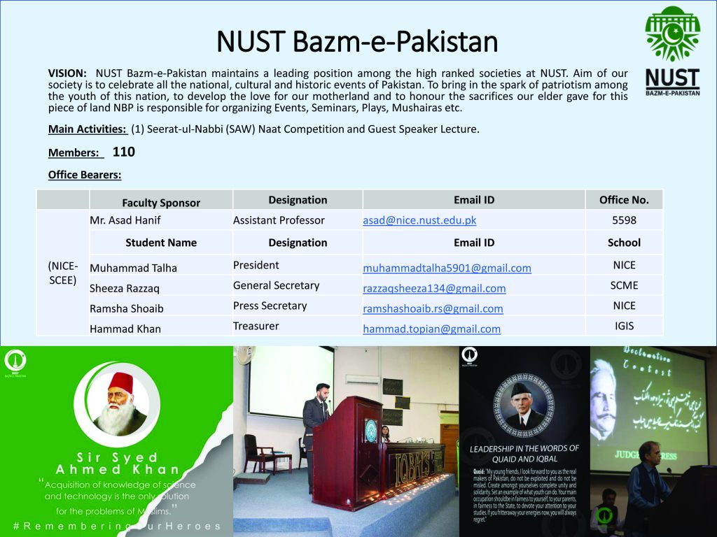 Clubs & Societies Information - National University of Sciences and ...