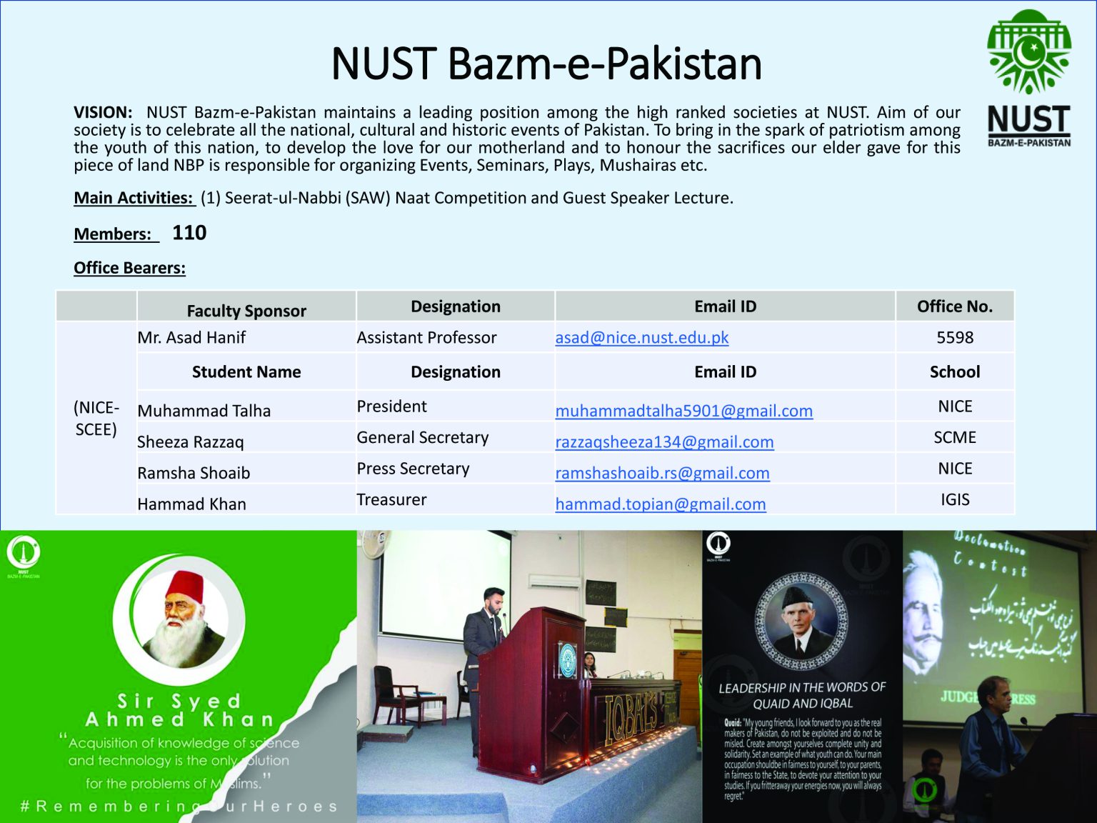 Clubs & Societies Information - National University of Sciences and ...